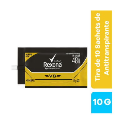 Rexona Desodorante Sachet Disp x 10 C/tapa V8 10 g - ALARA